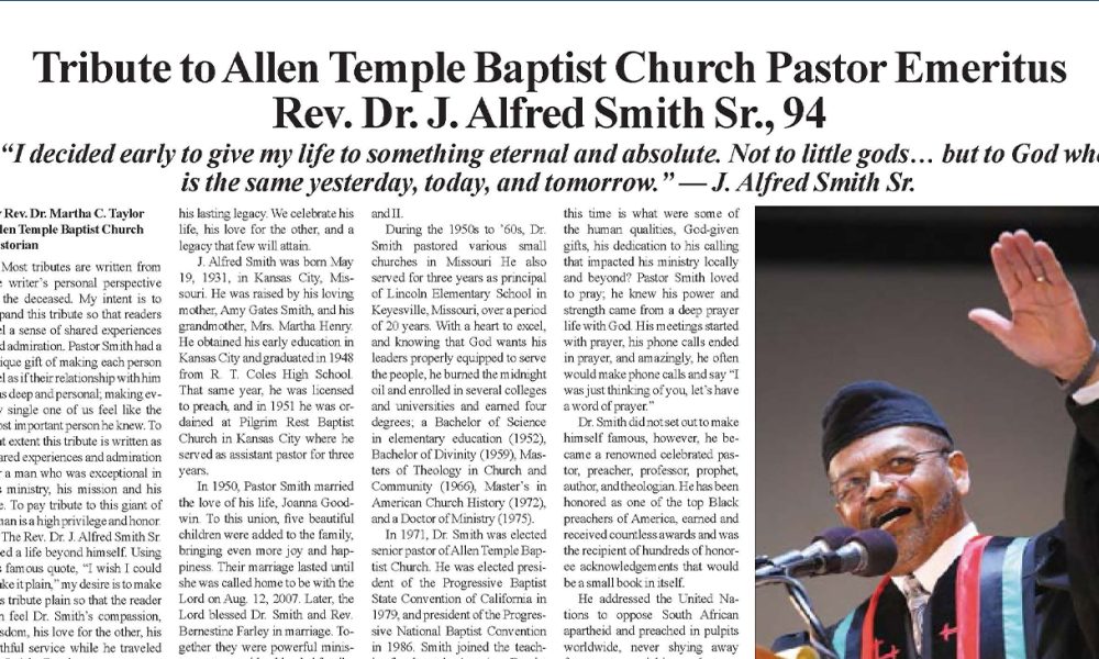 Tribute to Allen Temple Baptist Church Pastor Emeritus Rev. Dr. J ...